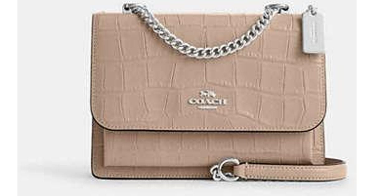 COACH Croc Embossed Leather Klare Crossbody Bag in Black | Lyst