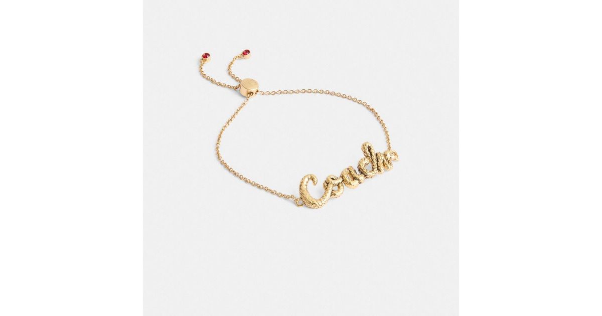 COACH New Year Snake Script Slider Bracelet in Metallic | Lyst