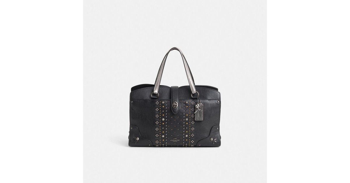 COACH Upcrafted Mercer Satchel 30 With Bandana Rivets in Black | Lyst