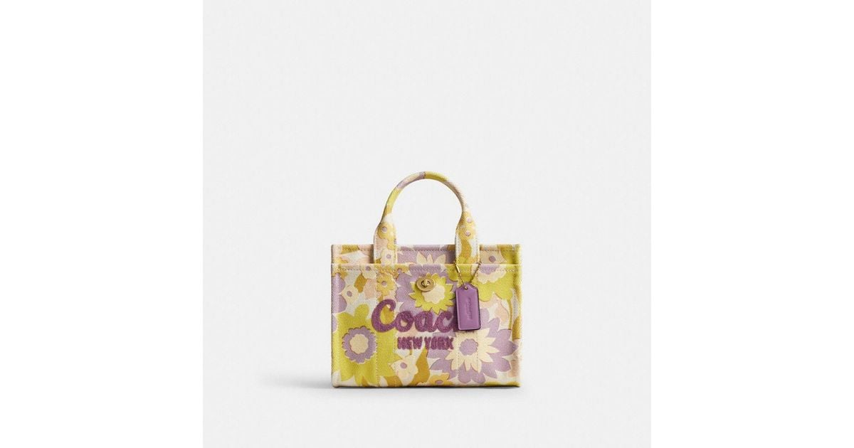 COACH Cargo Tote Bag 20 With Floral Print in Yellow | Lyst