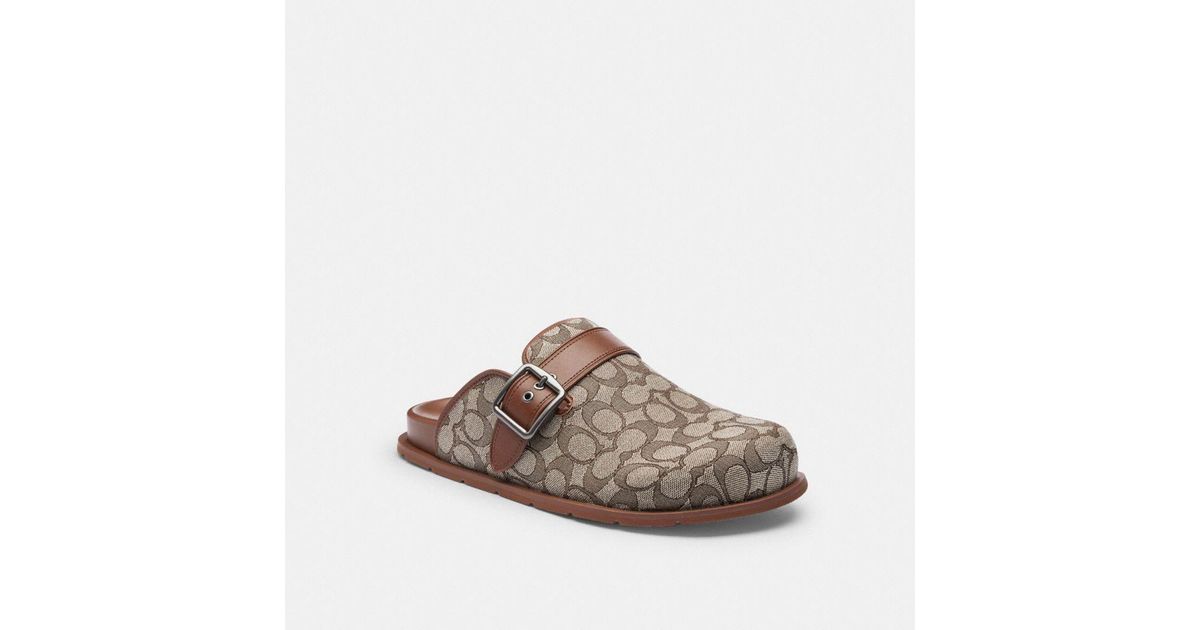 COACH Buckle Clog In Signature Jacquard in Brown for Men | Lyst