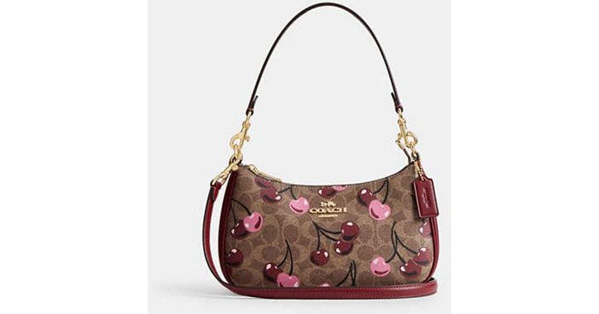 COACH Teri Shoulder Bag With Cherry Print in Black | Lyst