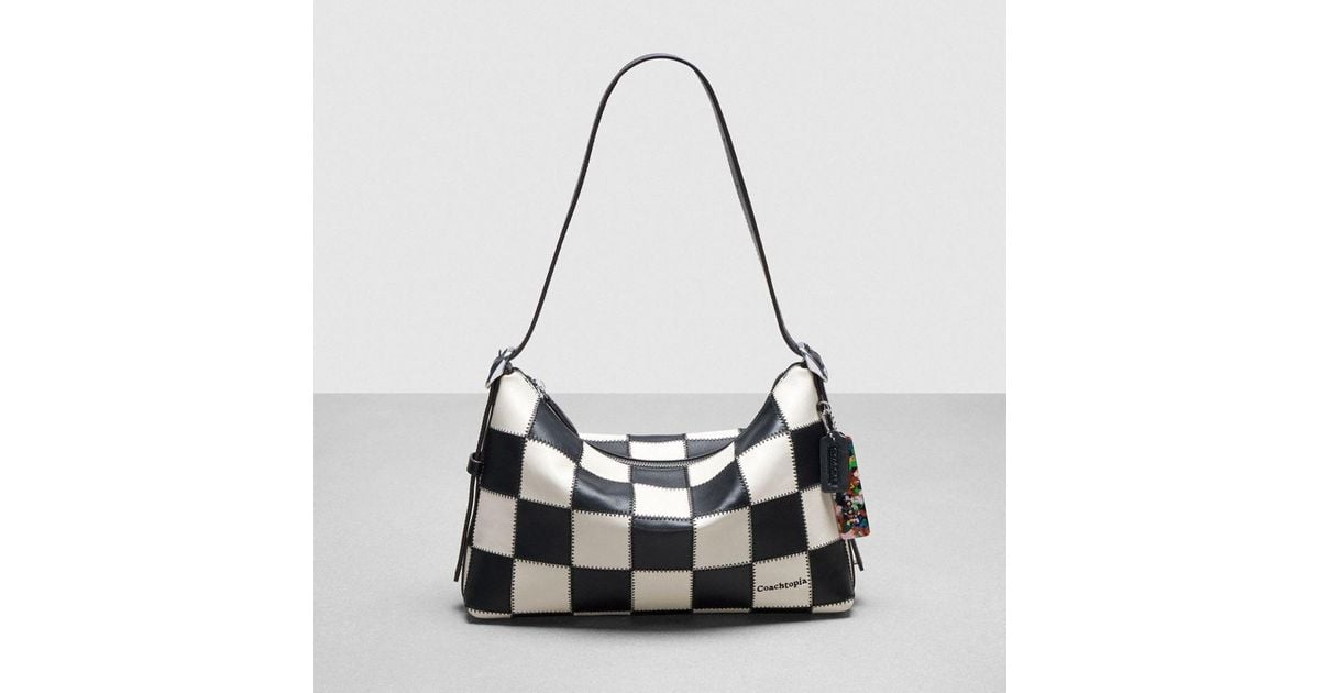 COACH Ego Shoulder Bag In Checkerboard Upcrafted Leather in Black | Lyst