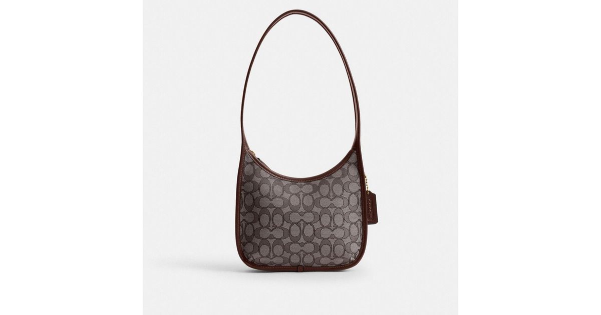 COACH Curve Zip Bag In Signature Jacquard in Brown | Lyst