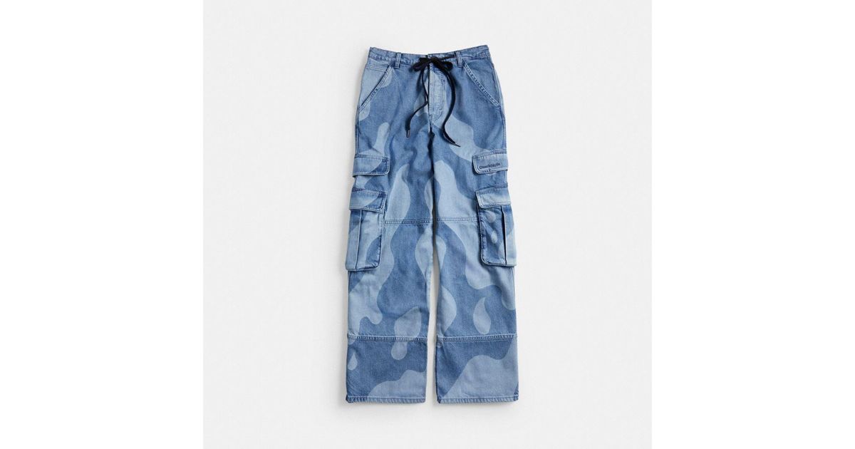 COACH Cargo Pants With Wavy Wash in Blue | Lyst