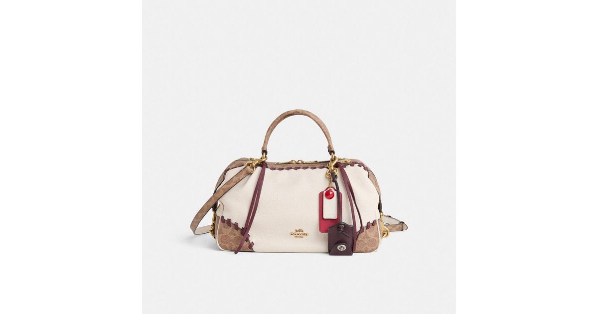 COACH Upcrafted Lane Satchel With Signature Canvas Blocking in Pink | Lyst
