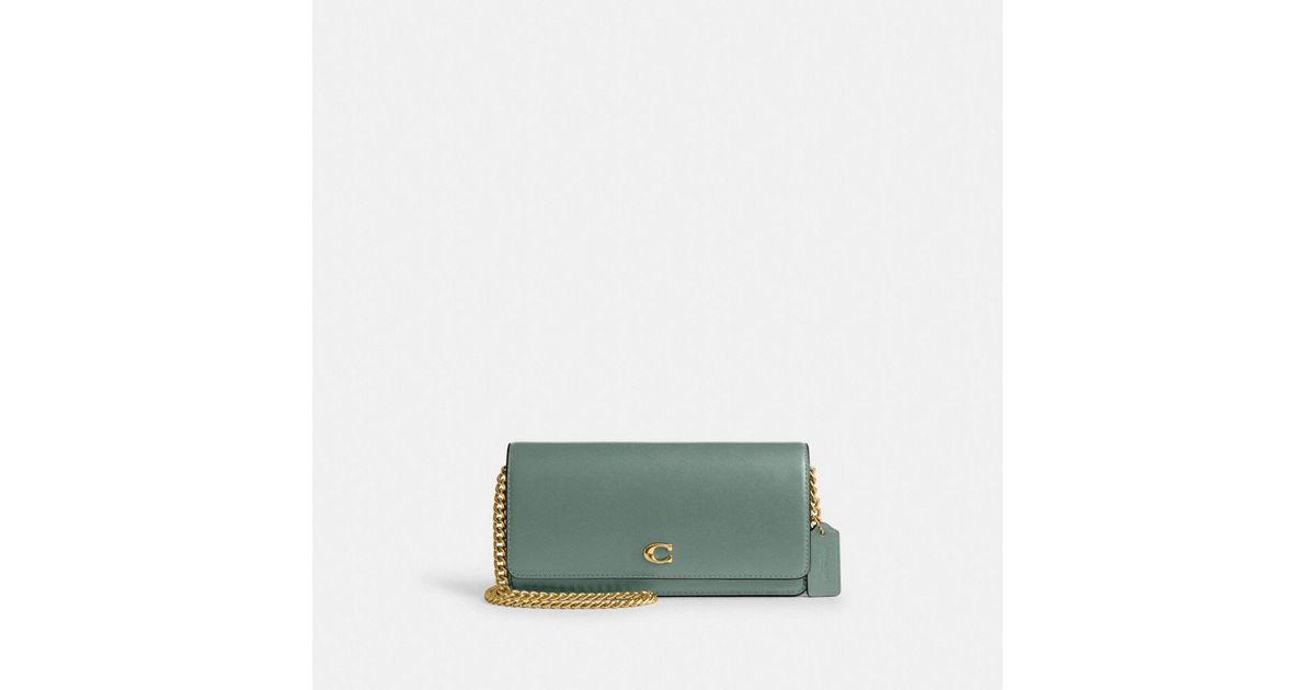 COACH Evie Long Wallet With Chain in Green | Lyst