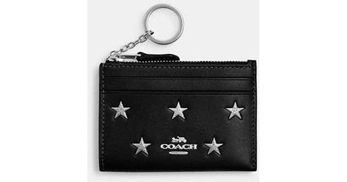 COACH Mini Id Case With Star Print in Black | Lyst