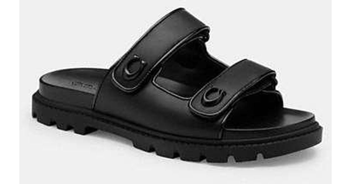 COACH Sculpted C Double Band Sandal in Black | Lyst UK