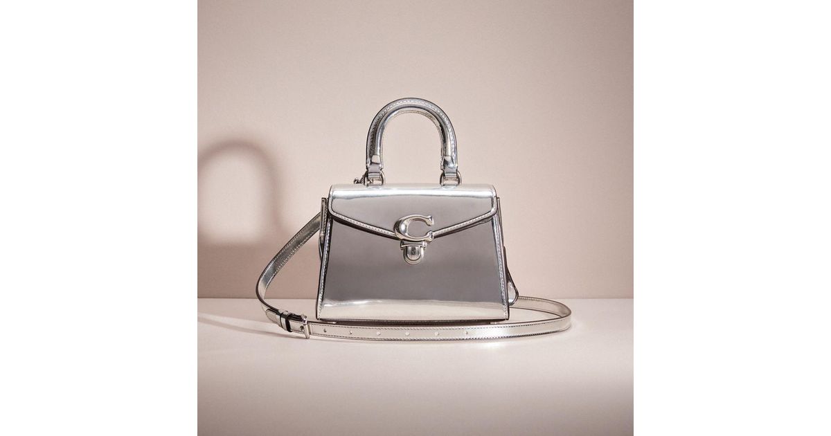 COACH Restored Sammy Top Handle Bag 21 In Silver Metallic in Gray | Lyst