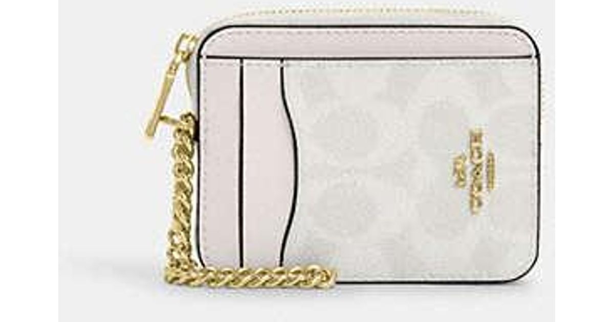 COACH Zip Card Case In Signature Canvas in Black | Lyst