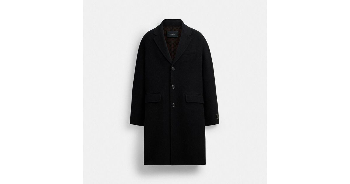 COACH Double Faced Wool Coat in Black | Lyst