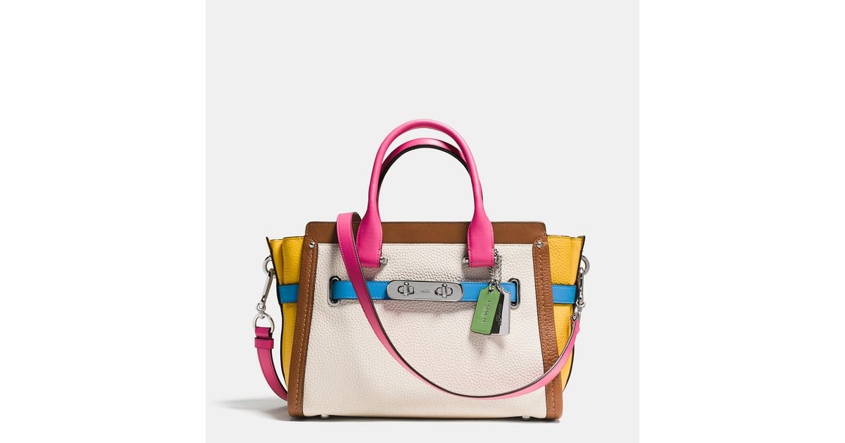 COACH Swagger 27 Carryall In Rainbow Colorblock Leather | Lyst