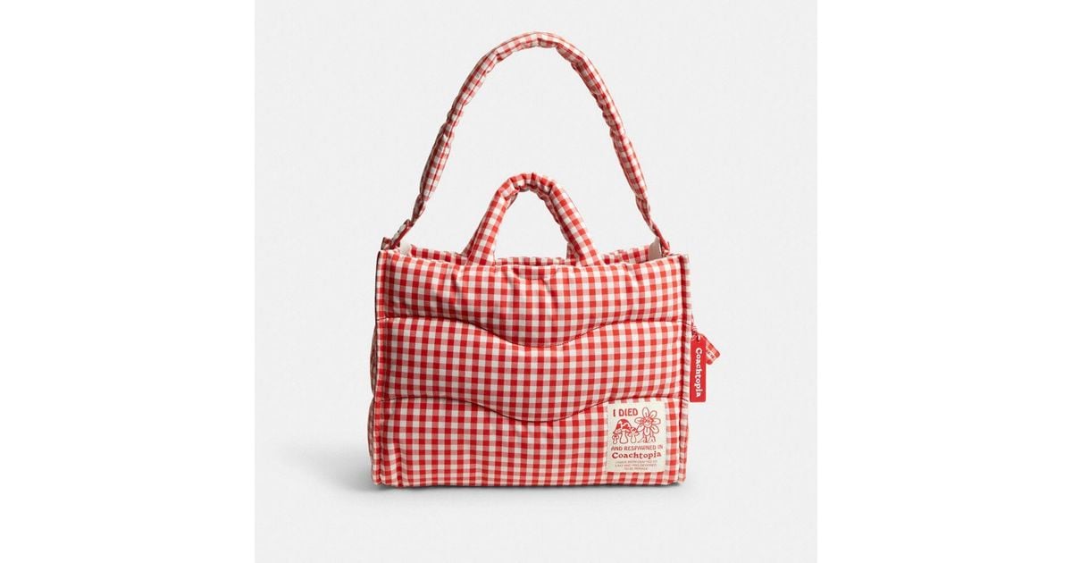 COACH Topia Loop Tote With Gingham Pattern in Red | Lyst