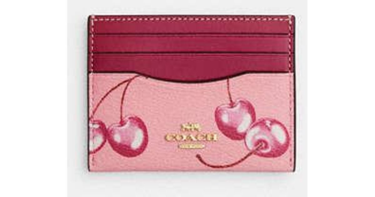 COACH Slim Id Card Case With Cherry Print in Black | Lyst UK