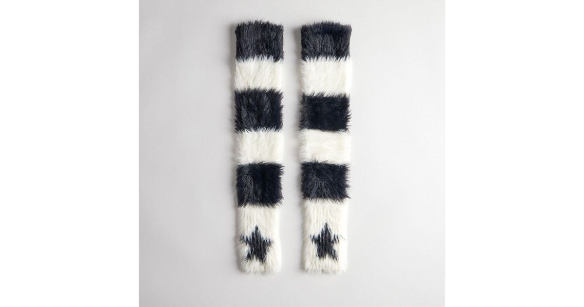 COACH Fuzzy Knit Arm Warmers With Star Graphic in Blue | Lyst