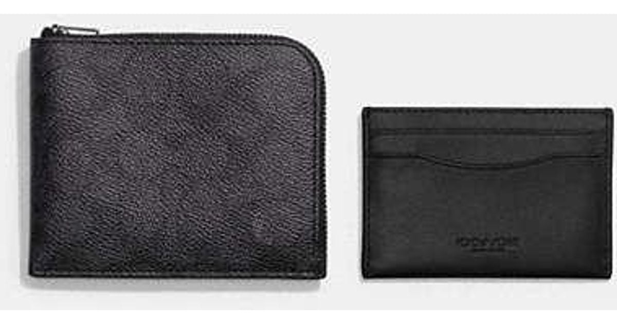 COACH 3-in-1-L-Zip Portemonnaie aus Signature-Canvas in Schwarz für ...