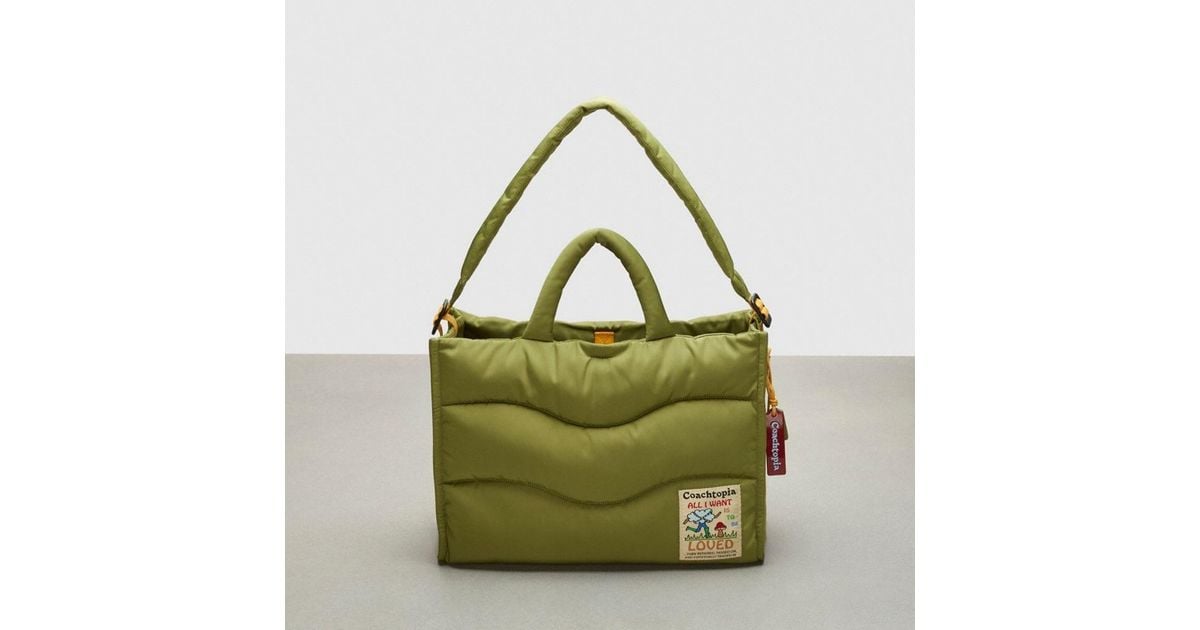 COACH Topia Loop Quilted Wavy Tote in Green | Lyst