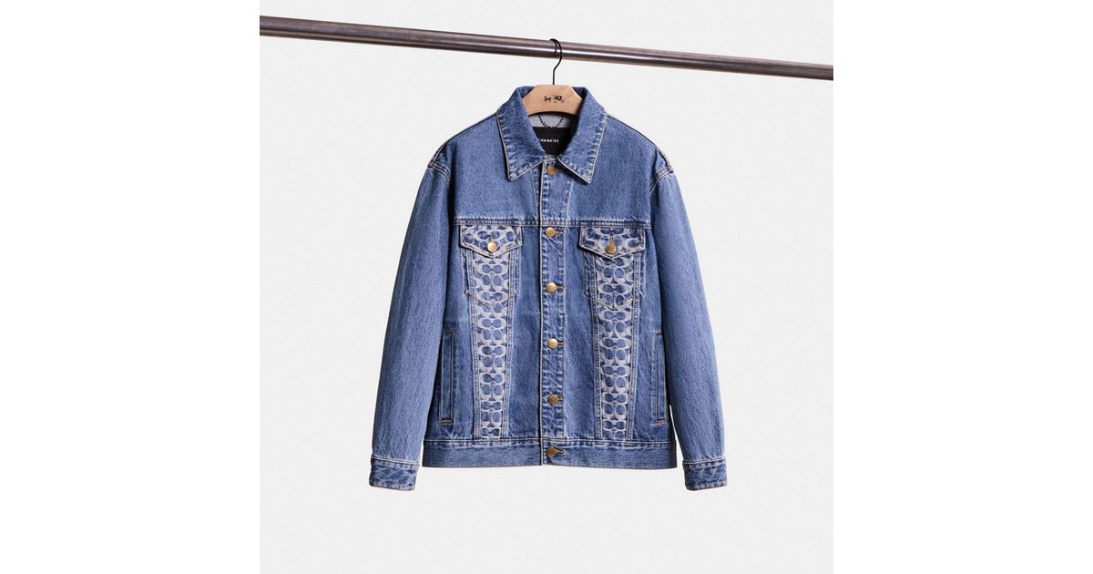 COACH Restored Oversized Signature Denim Jacket in Blue | Lyst