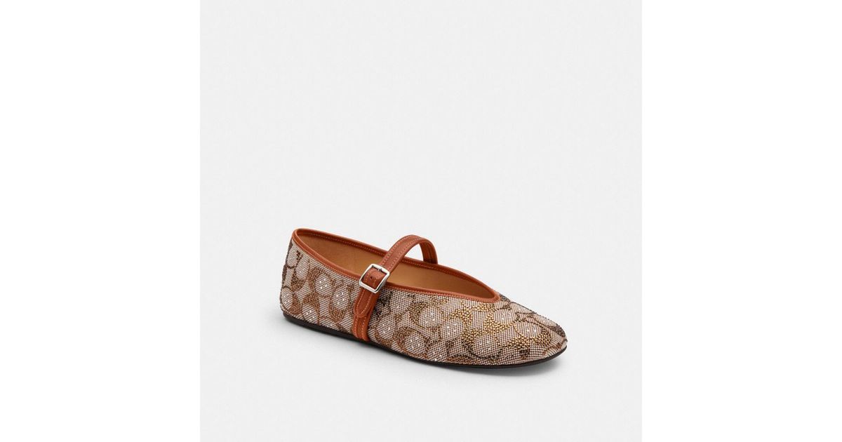 COACH Mary Jane In Crystal Signature Jacquard in Brown | Lyst