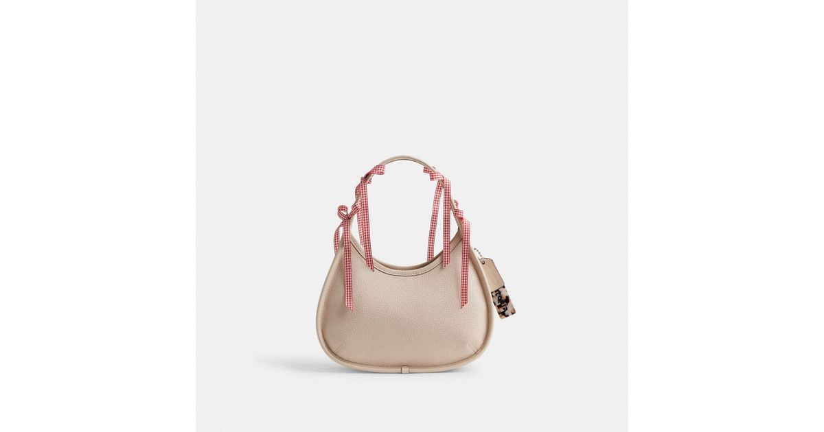 COACH Ergo Bag In Pebbled Topia Leather With Gingham Bows in Pink | Lyst