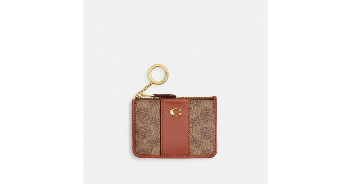 COACH Essential Mini Id Card Case In Signature Canvas in Brown | Lyst