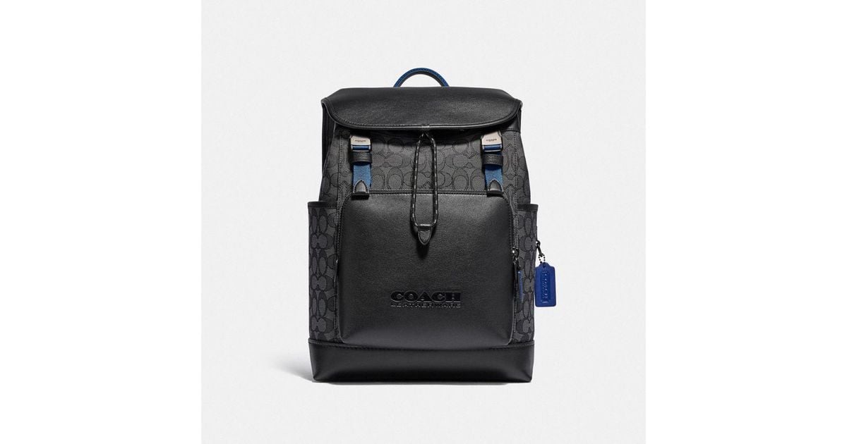 COACH League Flap Backpack In Signature Jacquard in Black for Men | Lyst