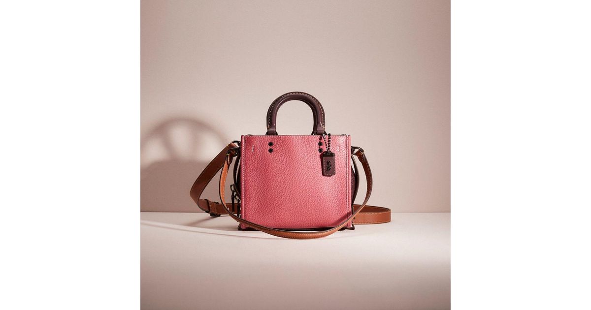 COACH Restored Rogue 20 In Colorblock Regenerative Leather in Pink | Lyst