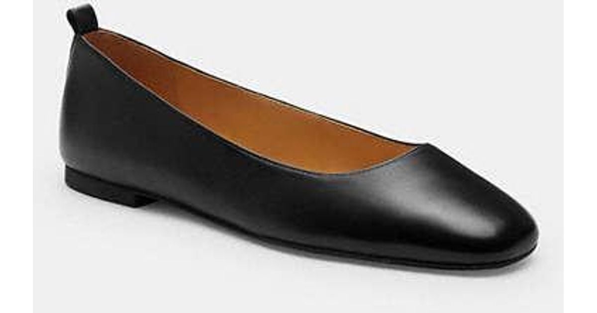 COACH Leather Ballet Flats in Black | Lyst
