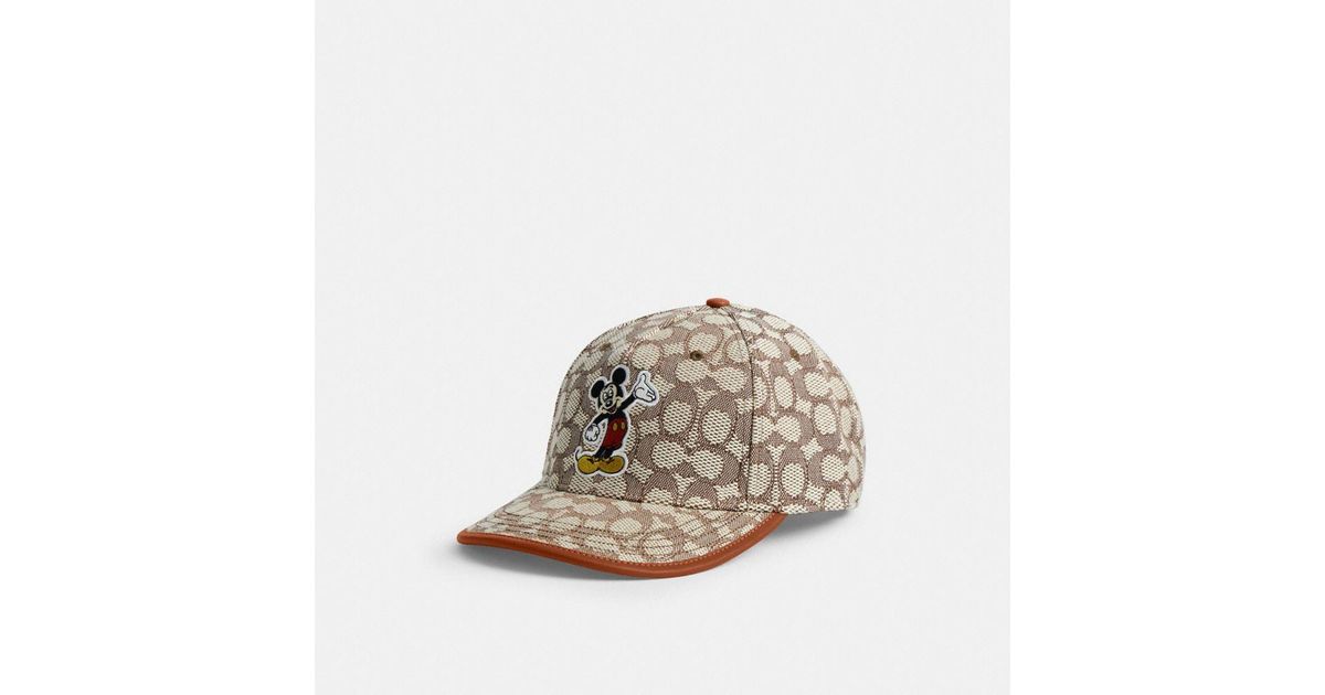COACH Disney X Signature Baseball Hat With Mickey Mouse in Natural | Lyst