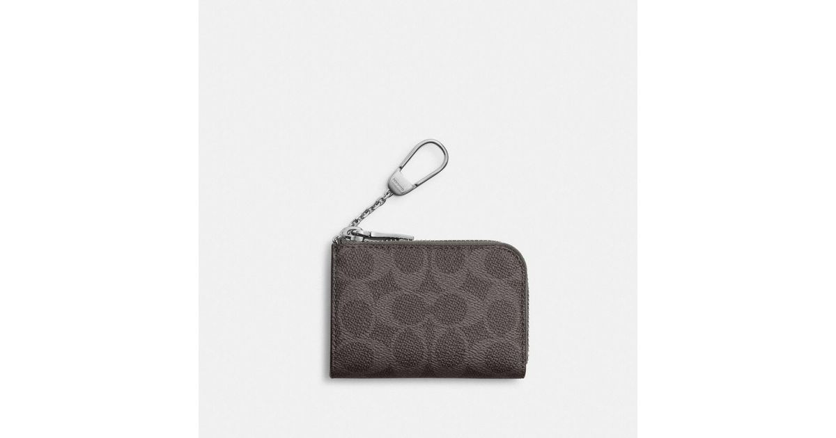 COACH L-zip Key Case In Signature Canvas in Gray for Men | Lyst