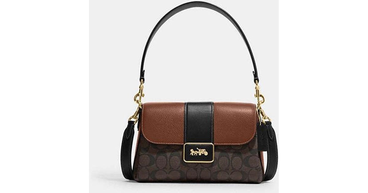 COACH Grace Shoulder Bag Signature Canvas | Pvc in Brown | Lyst UK