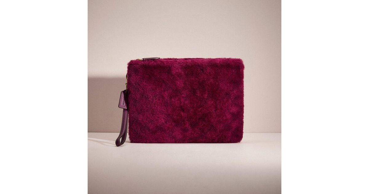 COACH Restored Charter Pouch In Signature Shearling in Purple for Men ...