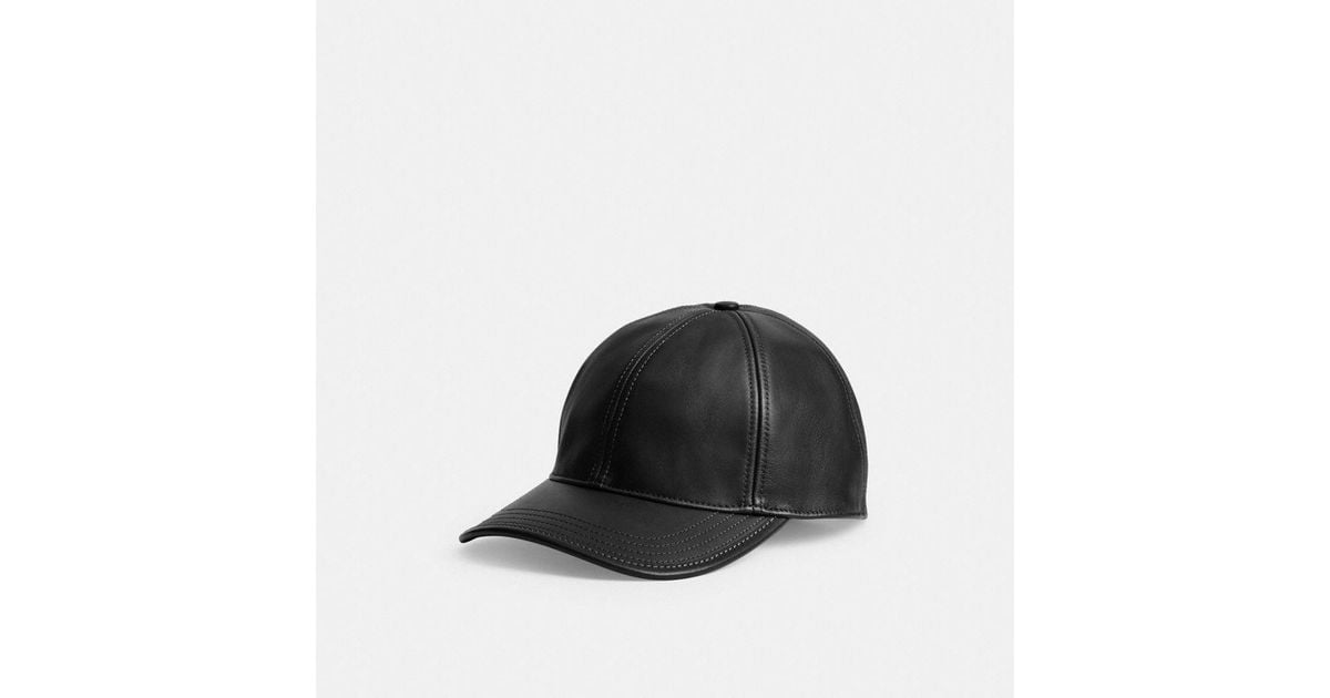 COACH Leather Baseball Hat in Black | Lyst
