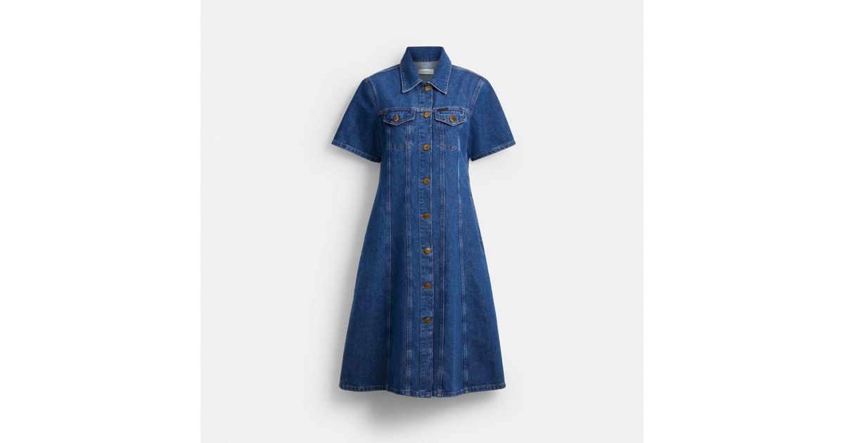 COACH Denim Midi Dress In Organic And Recycled Cotton in Blue | Lyst