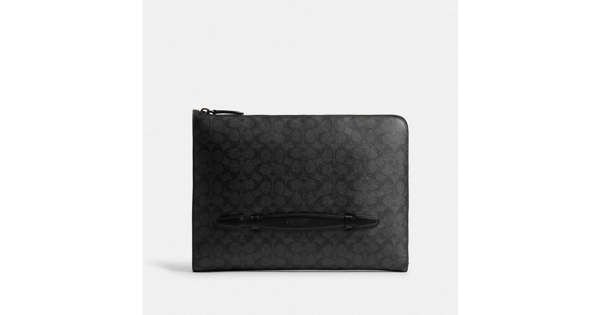COACH Laptop Case In Signature Canvas in Black for Men | Lyst
