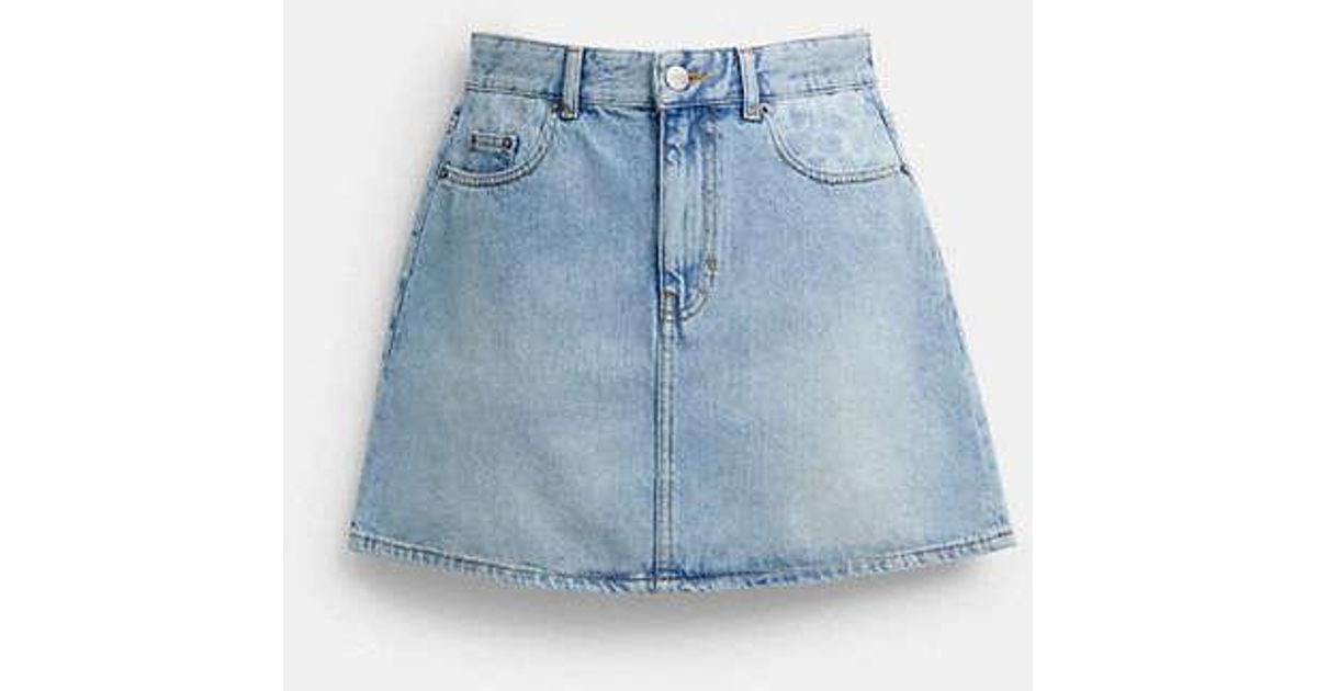 COACH Denim Mini Skirt in Blue | Lyst