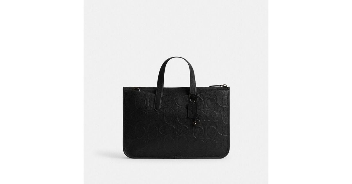 COACH Isaac Workbag In Maxi Signature Leather in Black for Men | Lyst