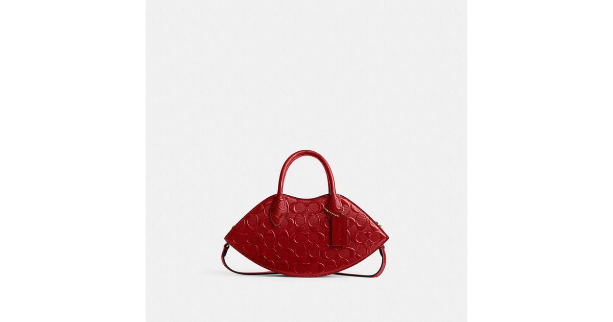 COACH Lip Bag In Signature Leather in Red | Lyst