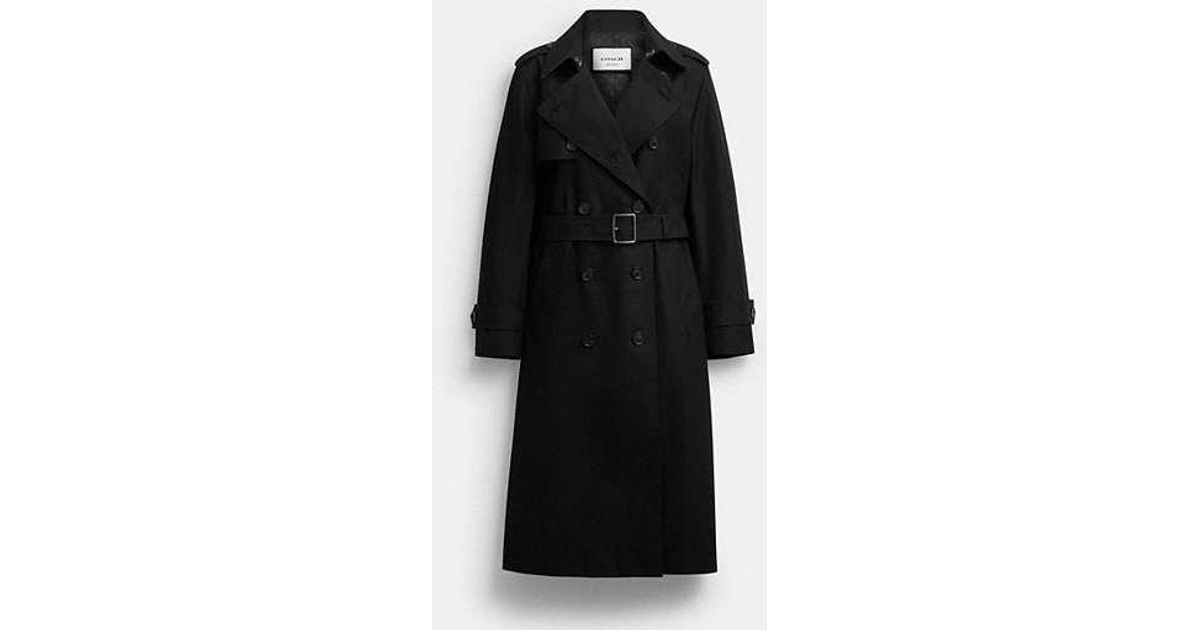 COACH Long Trench Coat in Black | Lyst UK