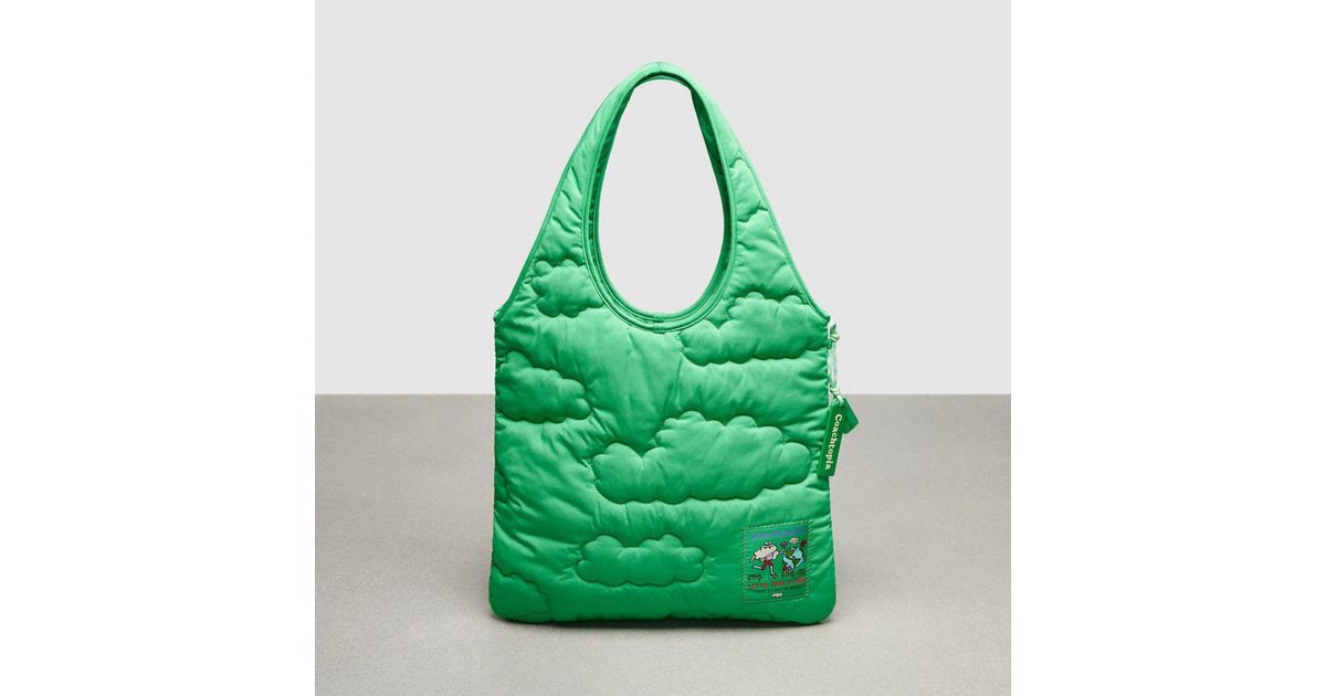 COACH Topia Loop Flat Tote With Cloud Quilting in Green | Lyst