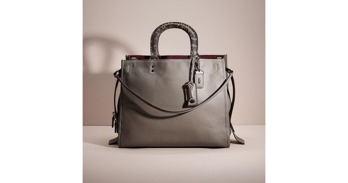 COACH Restored Rogue 36 With Colorblock Snakeskin Detail in Gray | Lyst