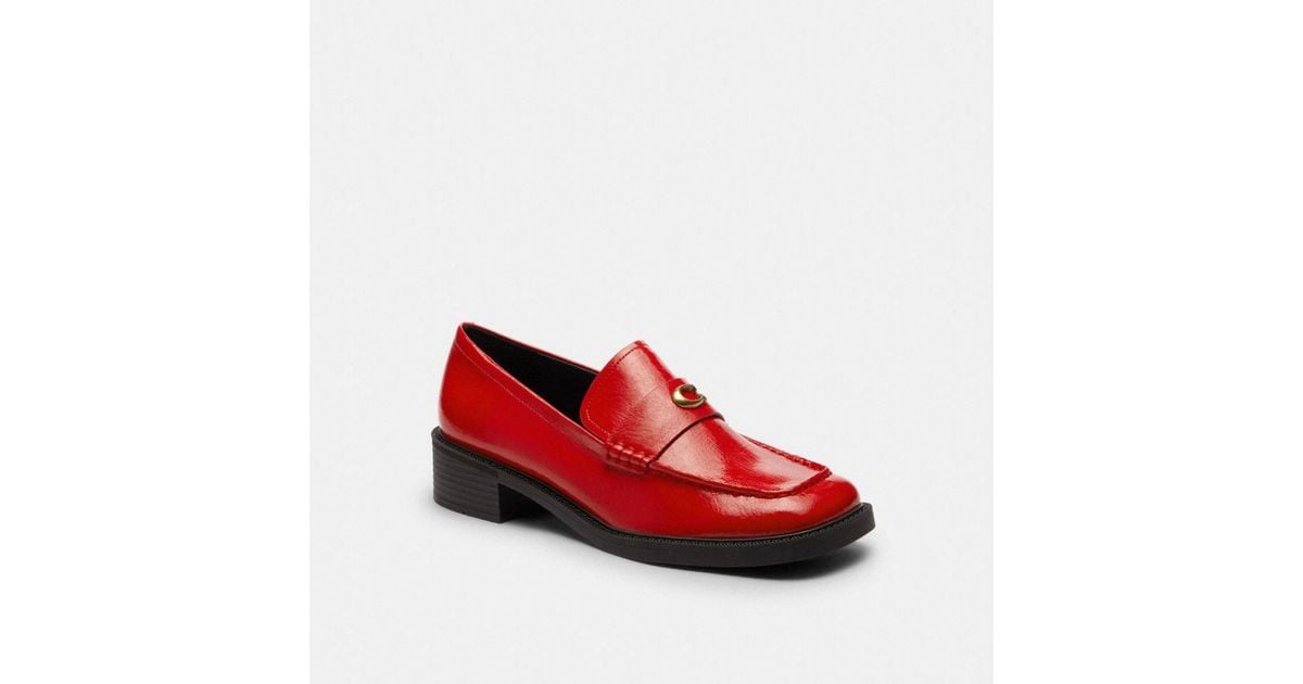 COACH Glazed Leather Penny Loafer Bright Red | Lyst