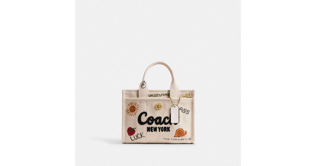 COACH Cargo Tote Bag 20 With Sketch Print in White | Lyst