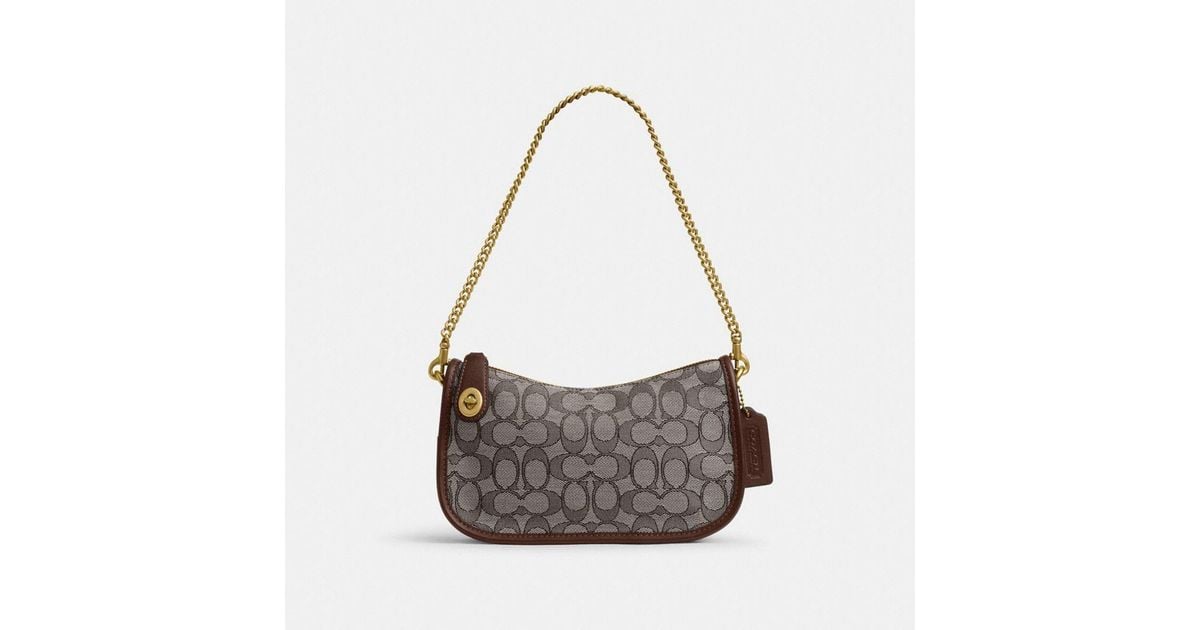 COACH Swinger Bag In Signature Jacquard in Gray | Lyst