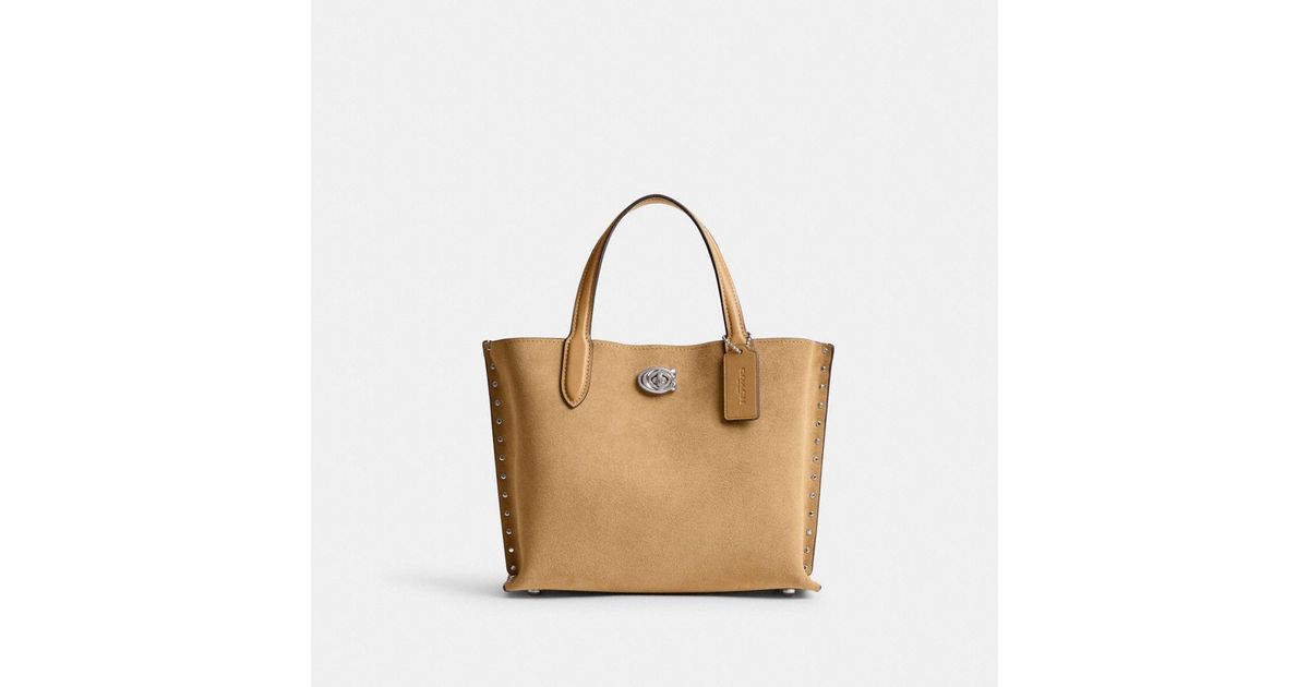 COACH Willow Tote Bag 24 With Rivets in Natural | Lyst