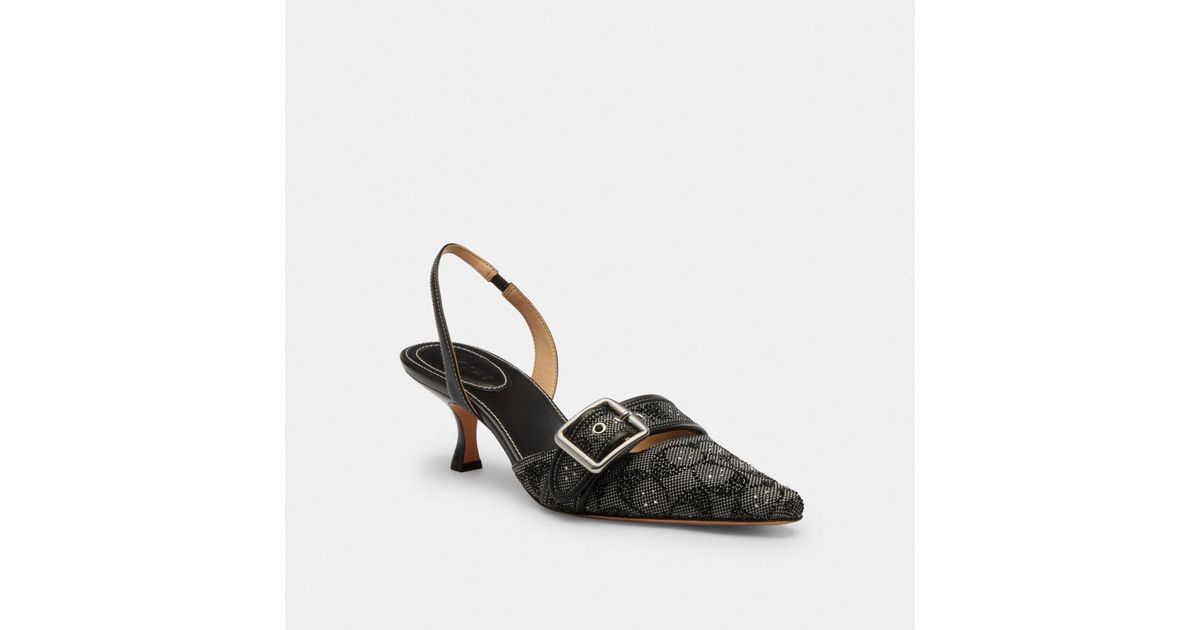 COACH Margot Slingback In Crystal Signature Jacquard in Black | Lyst
