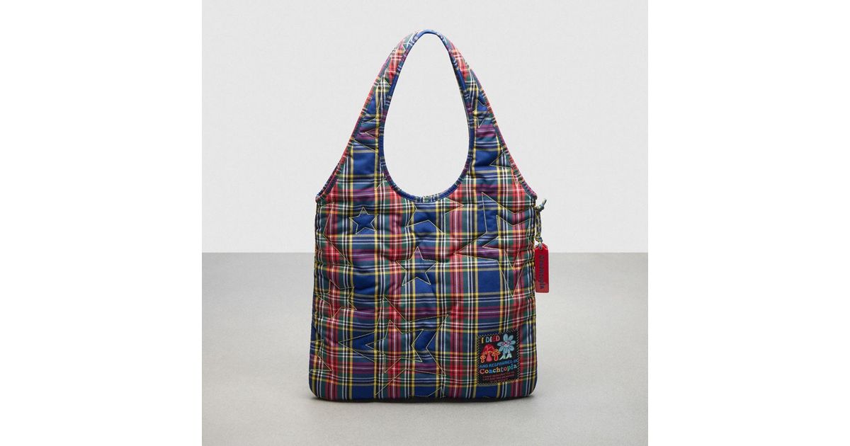 COACH Topia Loop Flat Tote With Plaid Star Quilting in Blue | Lyst