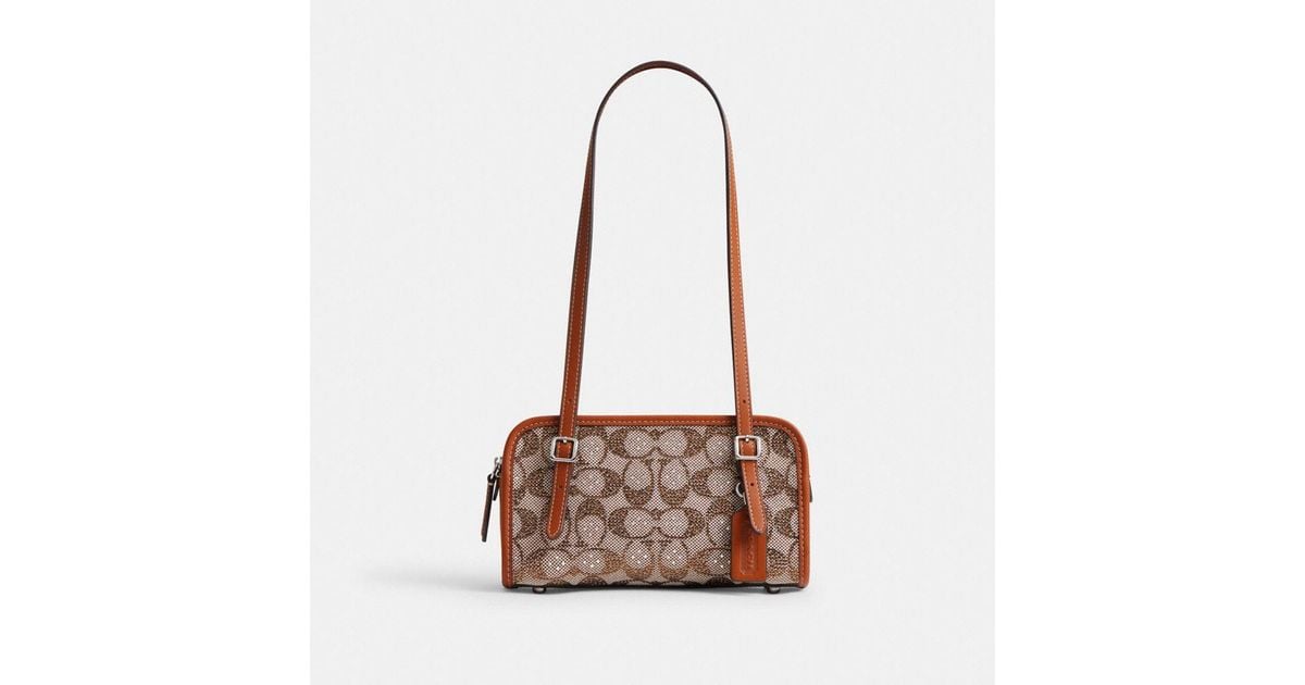COACH Swing Zip Bag 20 In Crystal Signature Jacquard in Brown | Lyst