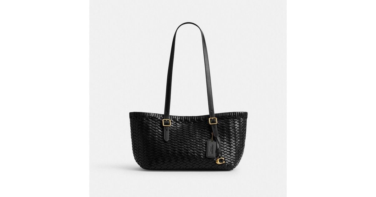 COACH Woven Swing Tote Bag in Black | Lyst